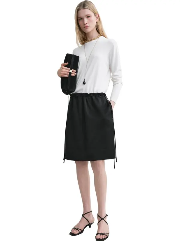 TOTEME Drawstring Satin Mini Skirt - Black