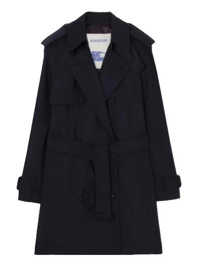 Burberry Latchmere Belted Trench Coat - Navy