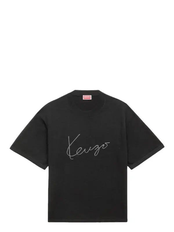 Kenzo Logo Embroidered Crewneck T-shirt - Black