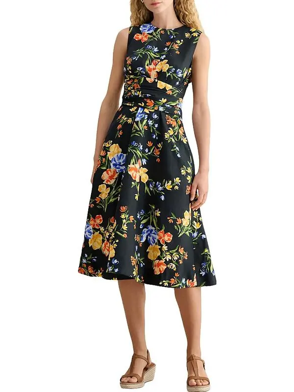 HOBBS LONDON Petite Floral Linen Dress - Navy Multi