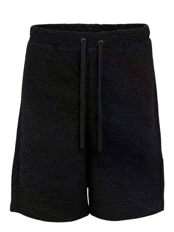 Emporio Armani Embossed Drawstring Shorts - Black