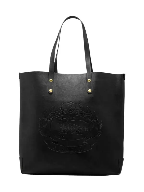 Burberry Large Embossed Leather Crest Tote Bag - Black
