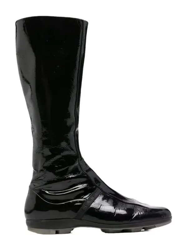 Prada Patent-leather Knee-high Boots - Black