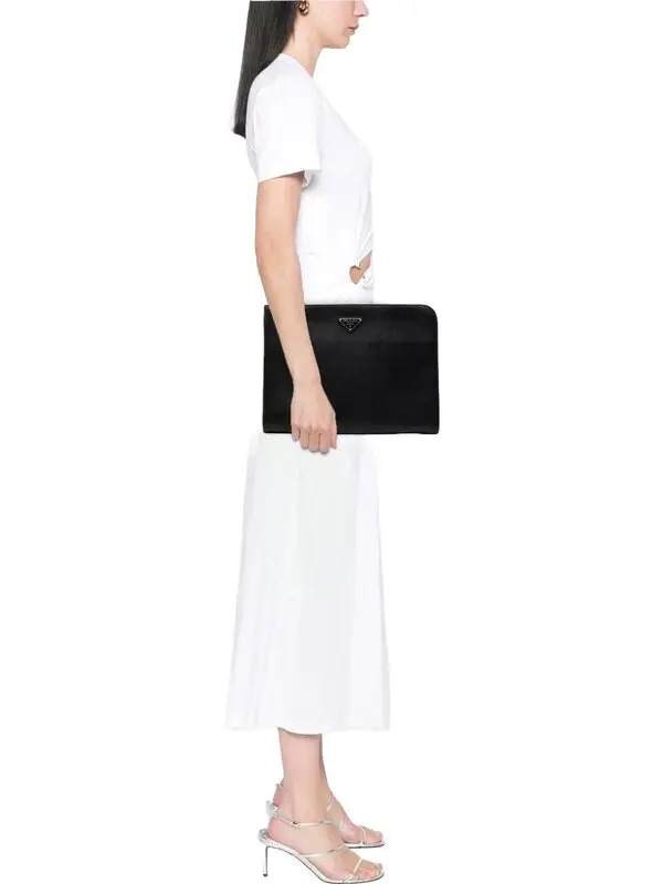 Prada Saffiano Leather Clutch Bag - Black