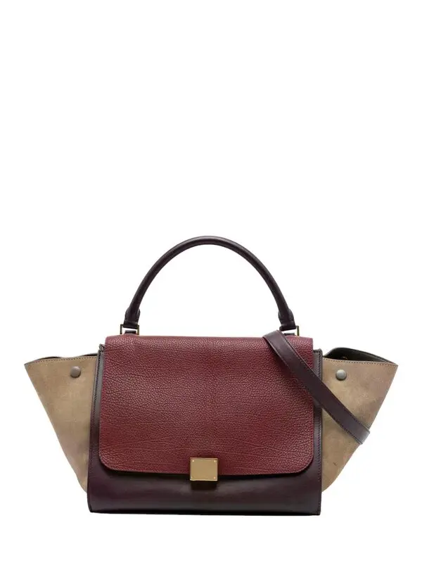 Celine Medium Tricolor Leather Trapeze Satchel - Red