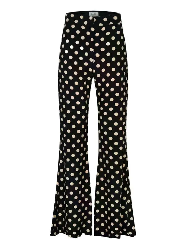 OUD PARIS Polka-dot Flared Trousers - Black