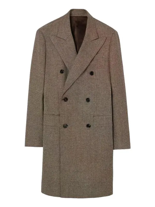 Burberry Denbury Tailored Coat In Wool-linen Blend - Brown