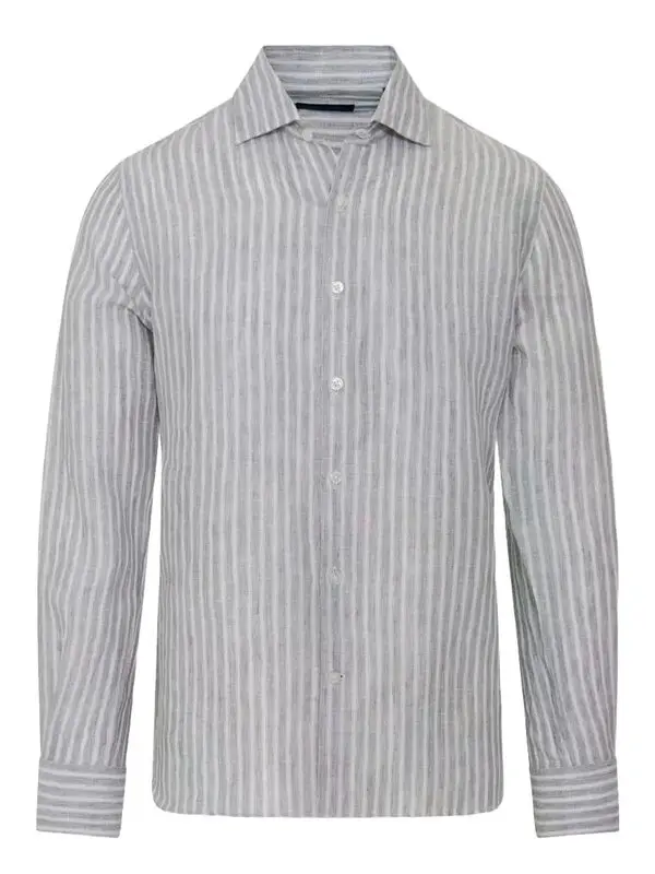 PATRICK ASSARAF Striped Long-sleeve Shirt - Grey