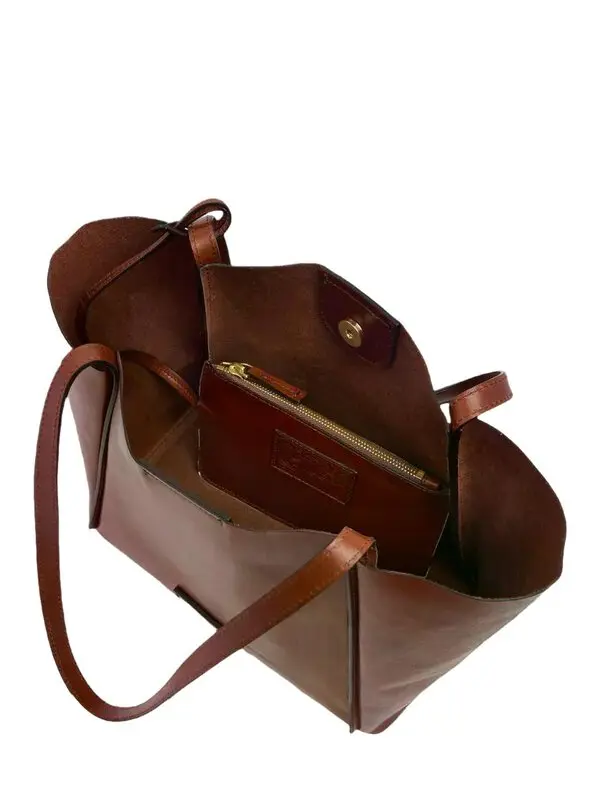 THE BRIDGE Leather Tote Bag With Removable Pouch - Brown