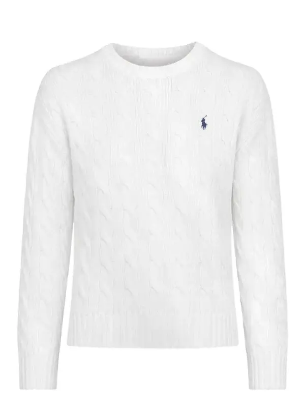 Polo Ralph Lauren Cable Knit Embroidered Logo Jumper - White