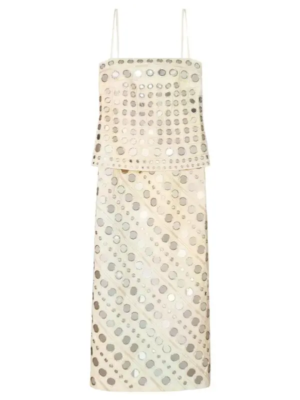 Tory Burch Mirror-embellished Cotton Dress - White