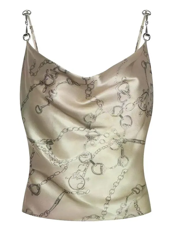 L'Agence Calista Horsebit-print Top - Neutrals