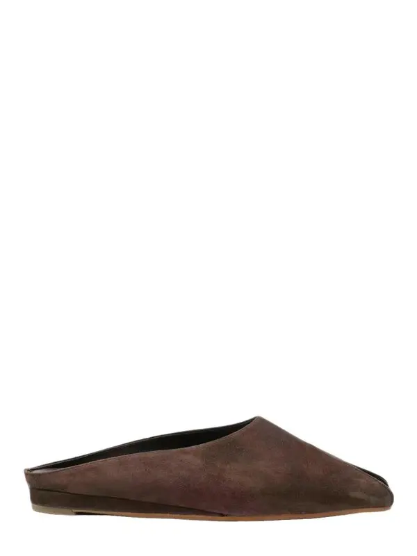 BIANCADI Bianco Di Suede Peep-toe Flat Sandals - Brown