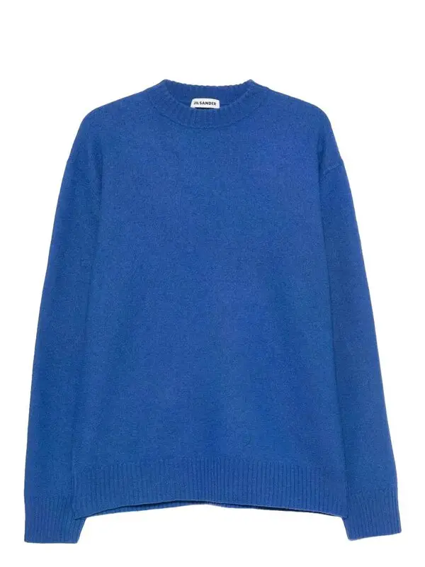 JIL SANDER Ribbed-knit Trim Wool Sweater - Blue