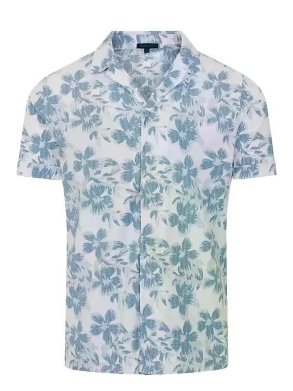 PATRICK ASSARAF Floral-print Short-sleeve Shirt - White