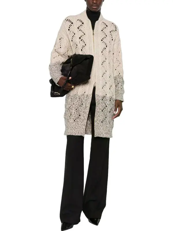 Fabiana Filippi Open-knit Zip-up Cardigan - Neutrals
