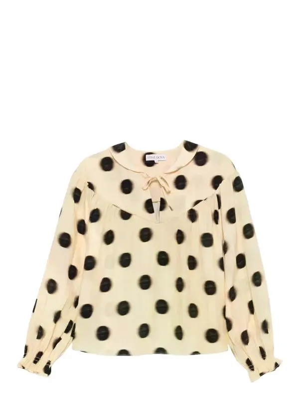 Stine Goya Polka-dot Tie-neck Blouse - Neutrals