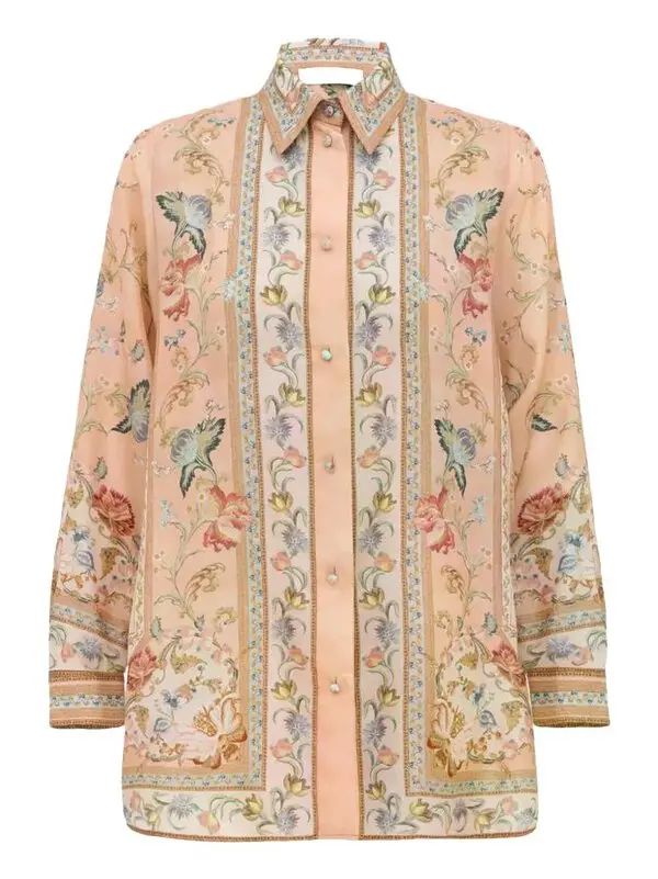 Zimmermann Silk Floral-print Shirt - Pink