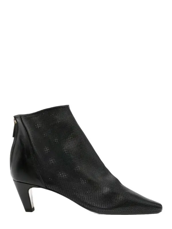 BIANCADI Perforated Leather Ankle Boots - Black