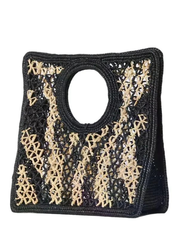 Jacquemus Small La Spiaggia Raffia Tote Bag - Black