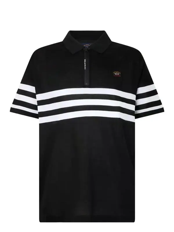 Paul & Shark Striped Zip-fastening Polo Shirt - Black