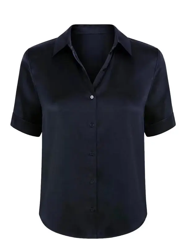 L'Agence Ellah Short-sleeved Blouse - Blue