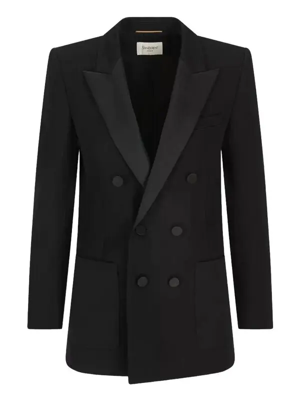Saint Laurent Grain De Poudre Double-breasted Jacket - Black