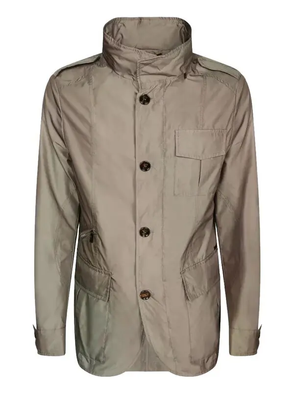 MOORER Button-fastening Pocket-detail Coat - Neutrals