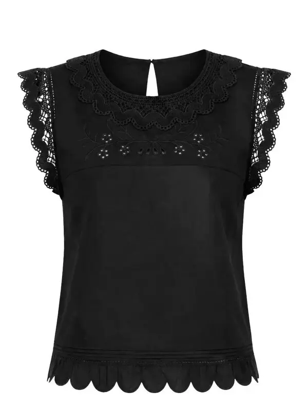 THE GARMENT Kirsten Broderie Anglaise Blouse - Black