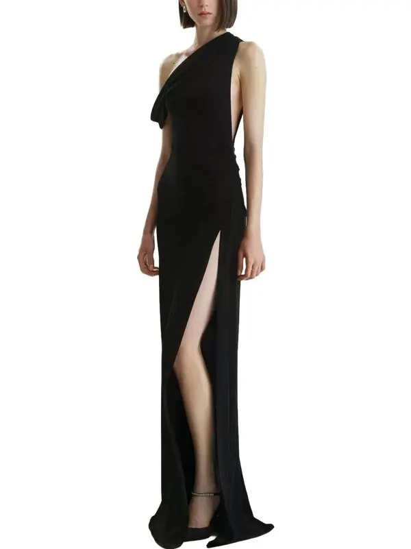 2310 STUDIO One-shoulder Draped Maxi Dress - Black