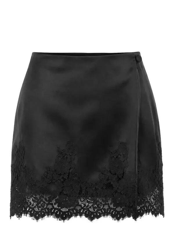 SOLAQUA Harper Lace-trim Mini Skirt - Black