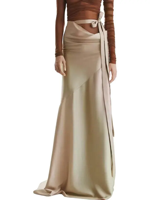 2310 STUDIO Side-tie Maxi Skirt - Neutrals