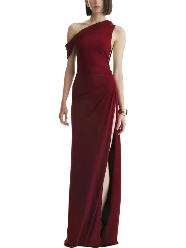 2310 STUDIO One-shoulder Draped Maxi Dress - Red