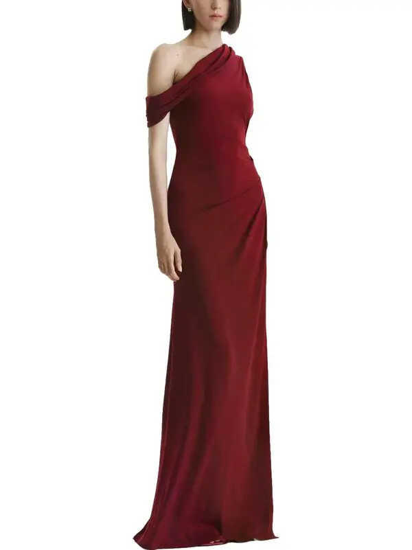 2310 STUDIO One-shoulder Draped Maxi Dress - Red