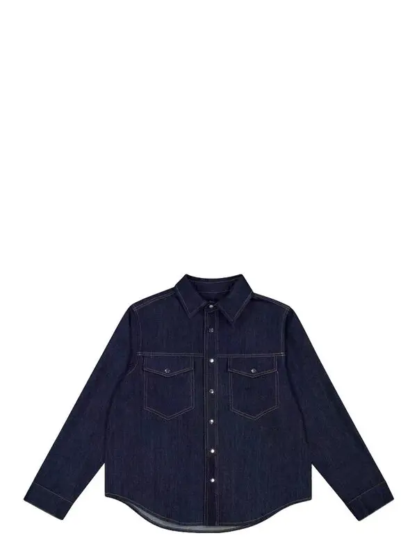ANAII Indigo Denim Shirt With Contrast Topstitching - Blue