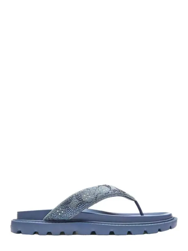 COACH Crystal Embellished Logo Flip Flops - Blue