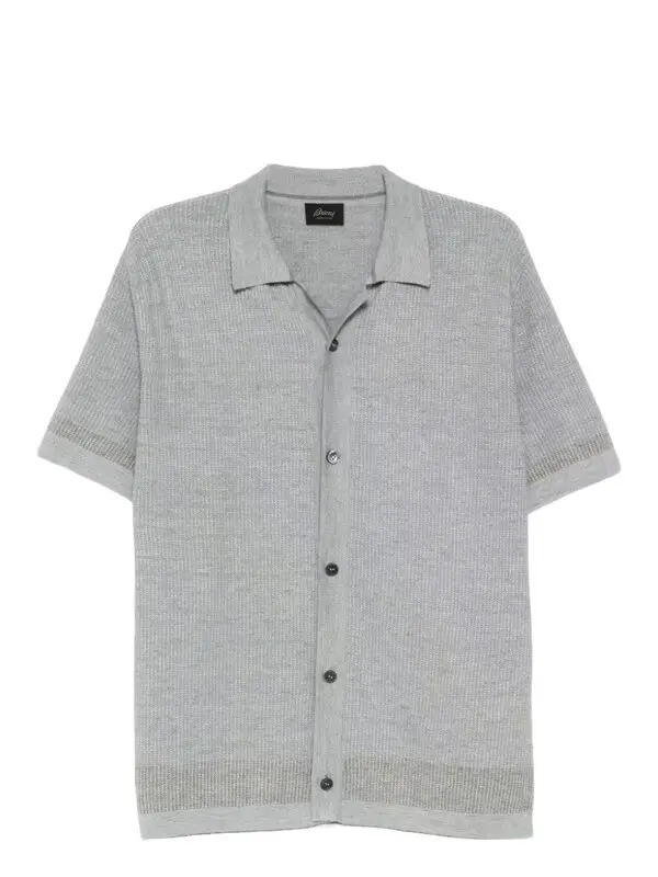 Brioni Waffle-knit Short-sleeve Shirt - Grey