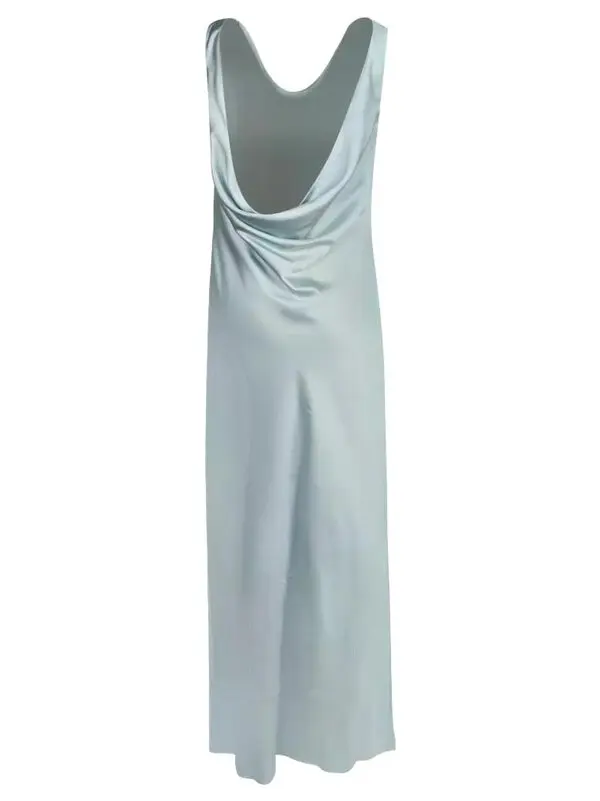 BLANCA VITA Maxi Cowl-neck Draped-back Dress - Blue