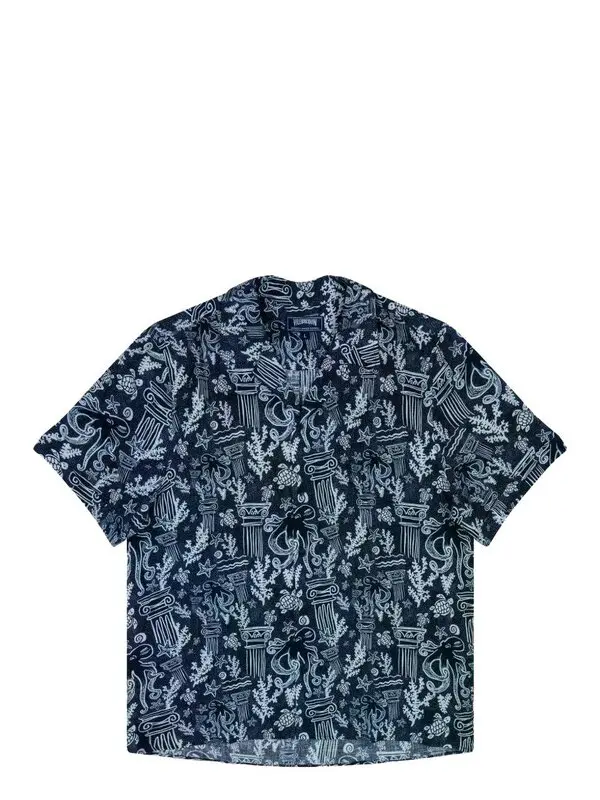 Vilebrequin Marine-print Linen Shirt - Blue