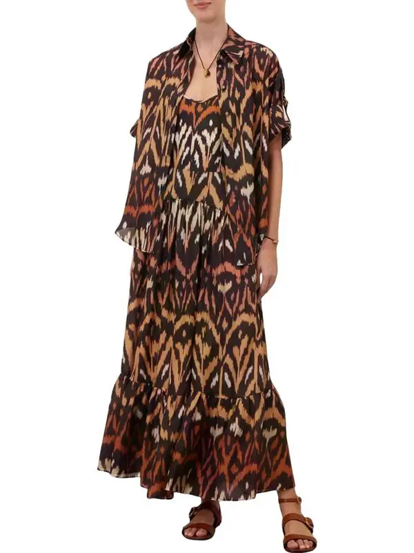 Zimmermann Aster Ikat-print Maxi Skirt - Black