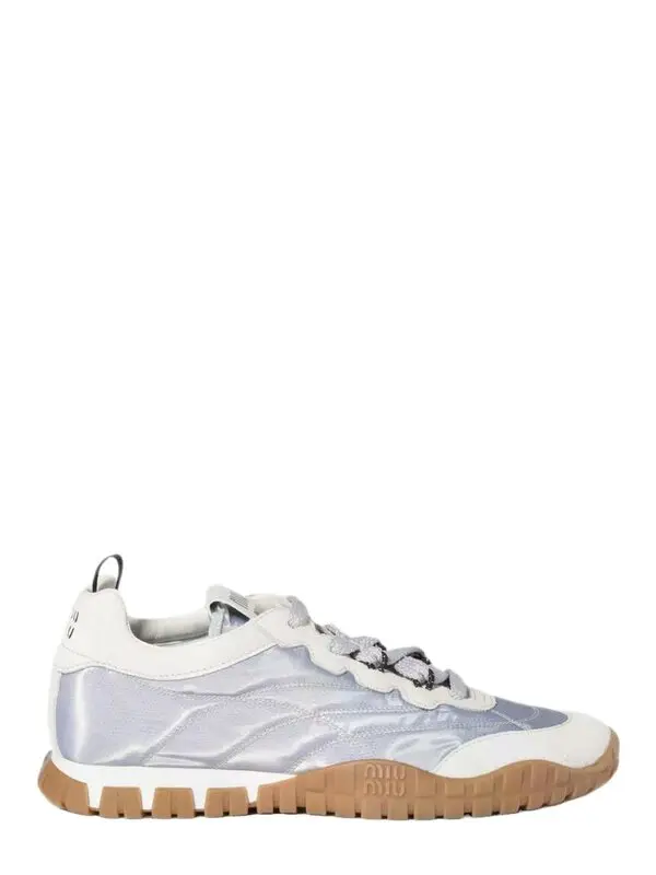 Miu Miu Tyre Technical Fabric And Suede Sneakers - Grey