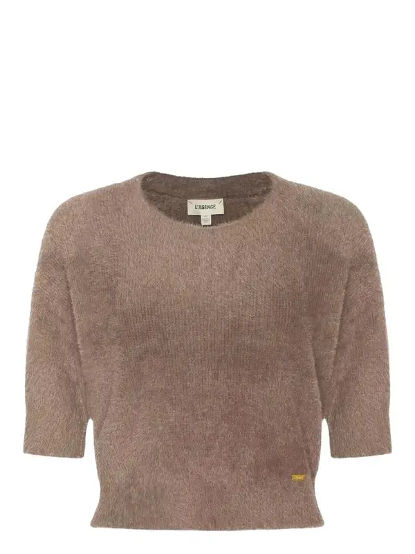 L'Agence Guinevere Fuzzy-knit T-shirt - Brown
