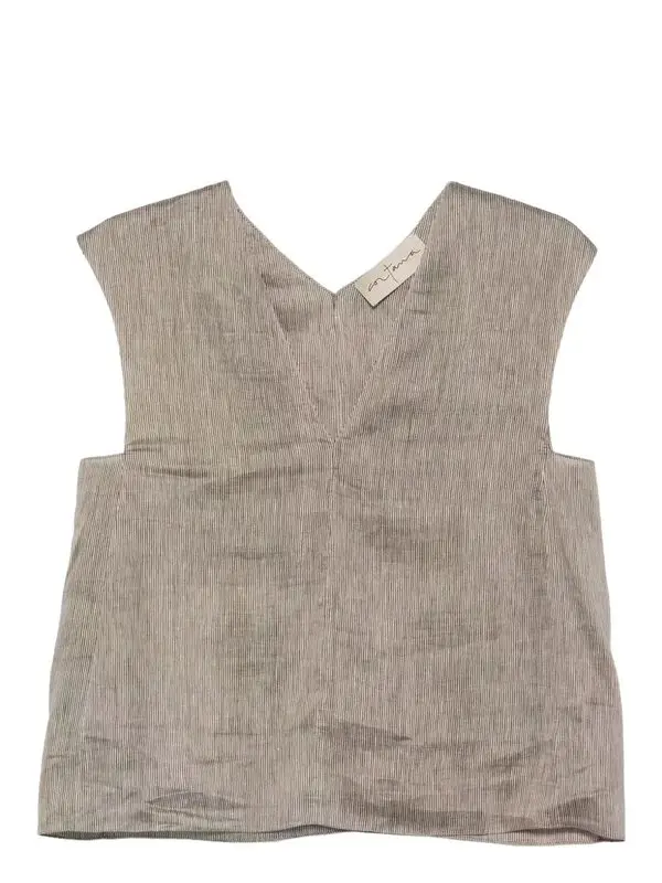 CORTANA Aria Striped V-neck Sleeveless Top - Grey