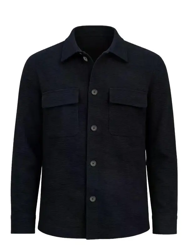 FRADI Textured Chest-pocket Overshirt - Blue