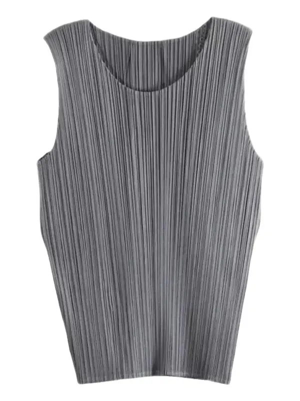 Issey Miyake Sleeveless Pleated Top - Grey