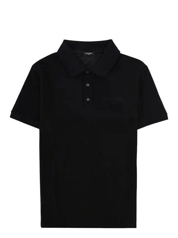 Balmain Logo-embroidered Polo Shirt - Black