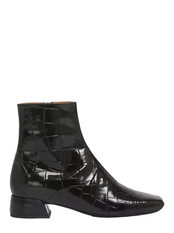 Marni Croc-effect Leather Ankle Boots - Black