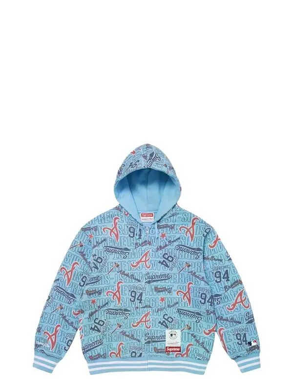 Supreme X Mitchell & Ness Logo Print Hoodie - Blue