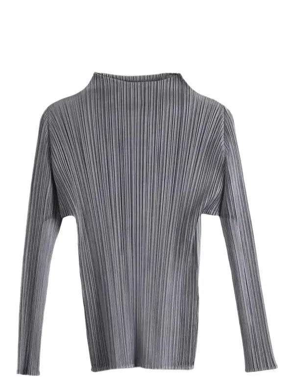 Issey Miyake Pleated Long-sleeve Top - Grey