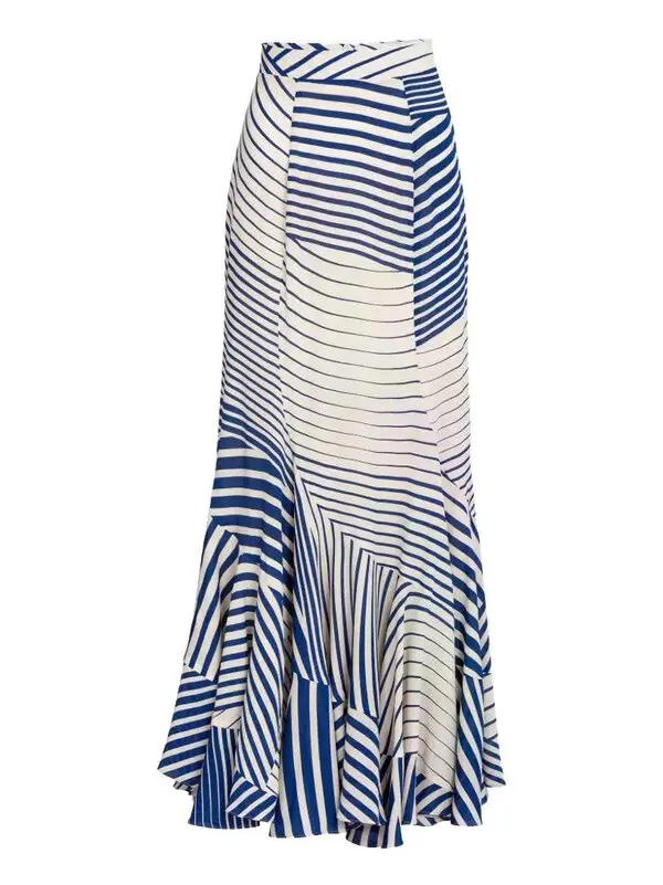 Silvia Tcherassi Florina Stripe Maxi Skirt - Blue